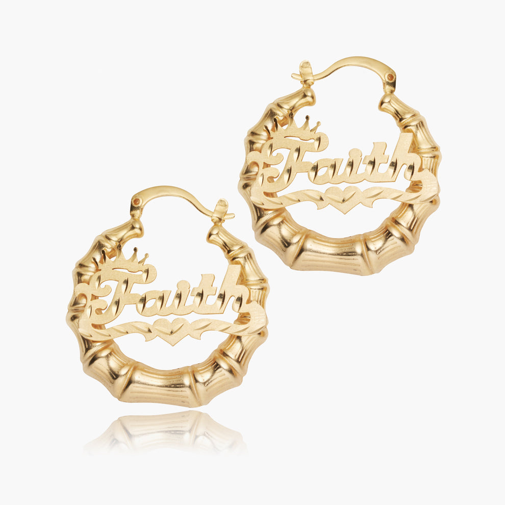 Personalized Bamboo Crown Earrings | Tres Colori