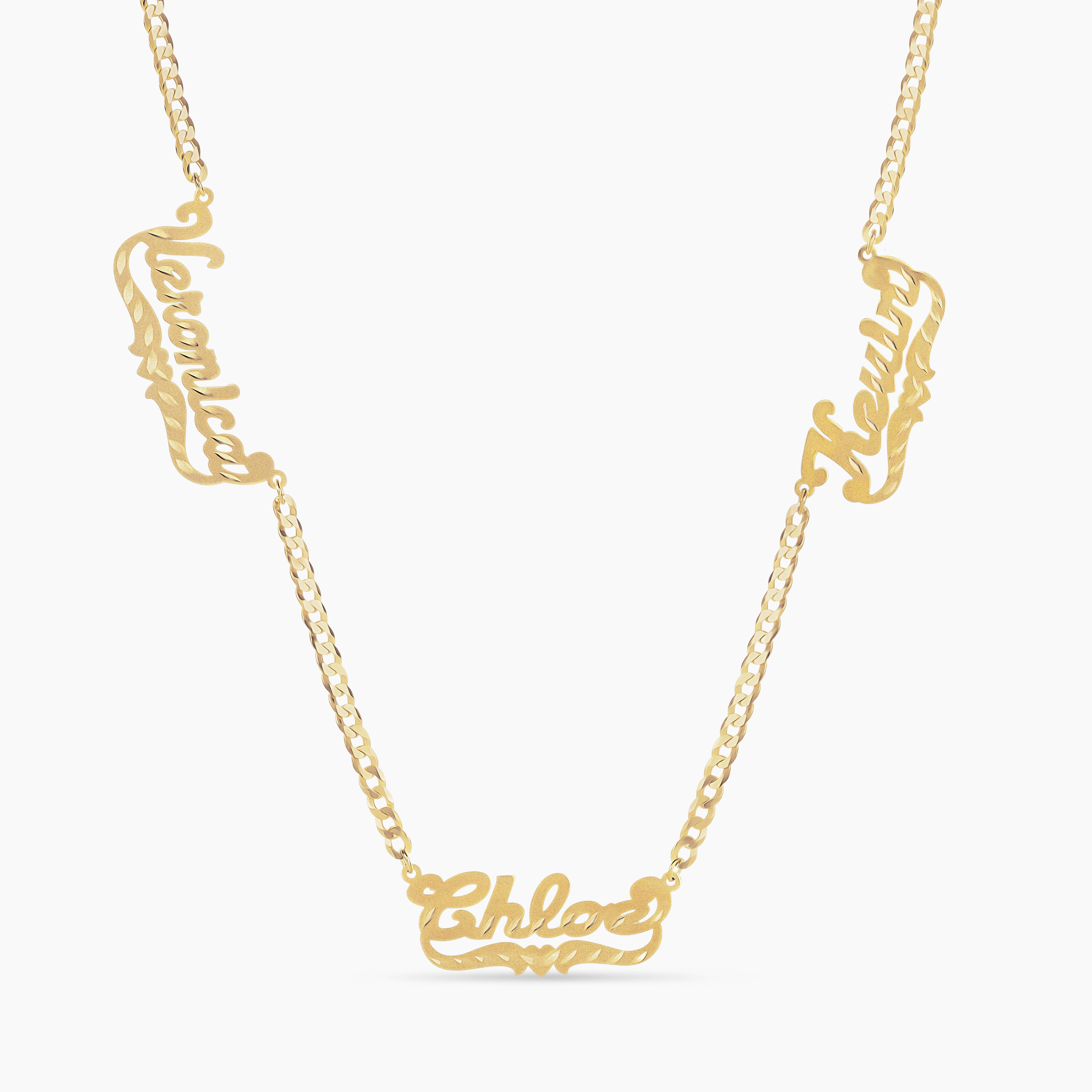 Diamond Cut Three Name Necklace – Tres Colori Jewelry