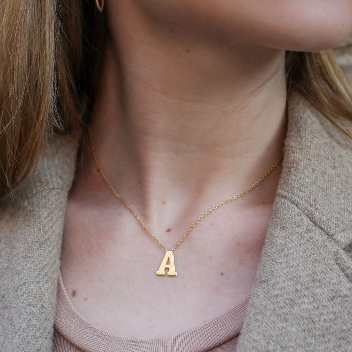Block Initial Necklace – Tres Colori Jewelry